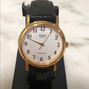 Casio | Jewelry | Vintage Casio Watch With Black Leather Strap | Poshmark